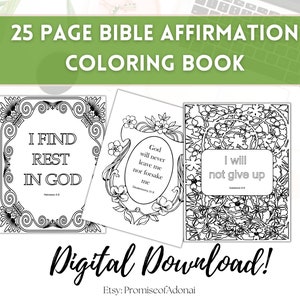 25-page Bible Affirmation Coloring Book, Proverb Affirmation Coloring ...