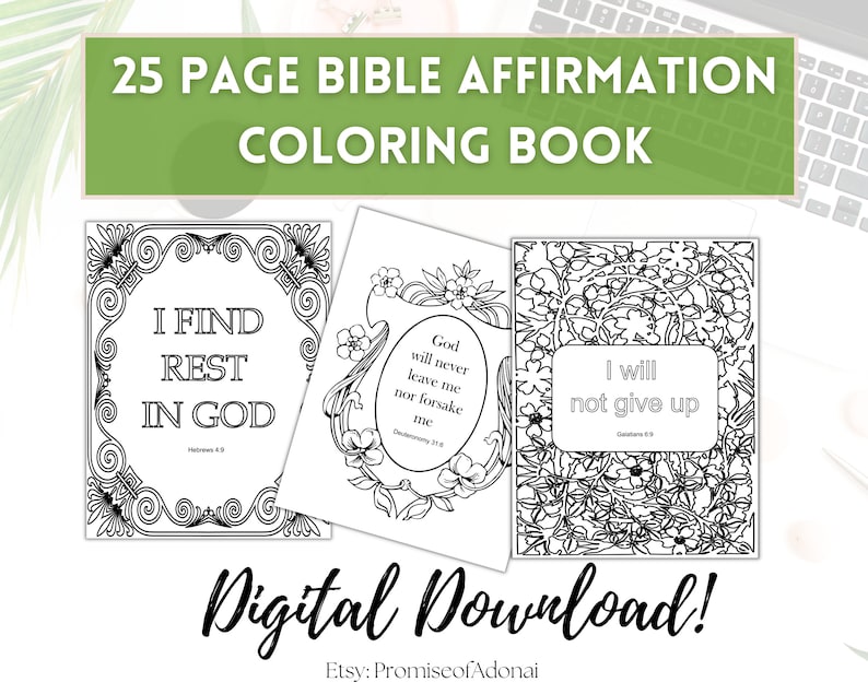 25-page Bible Affirmation Coloring Book, Proverb Affirmation Coloring ...
