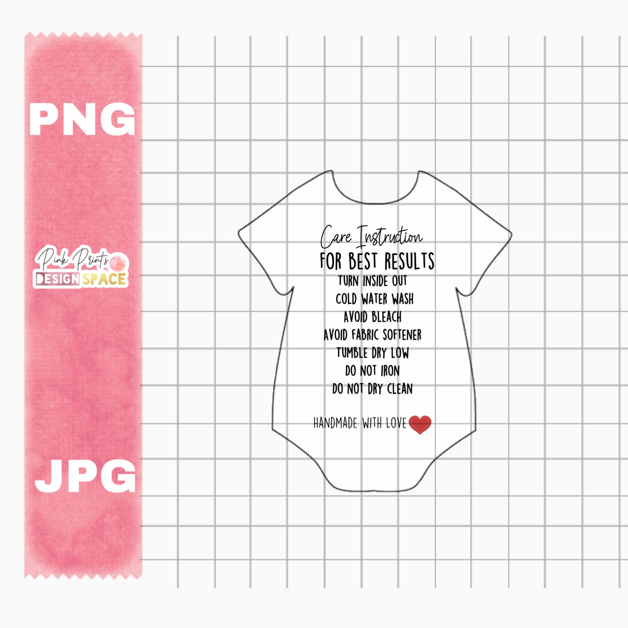 Onesie Care Instruction PNG Garment Care Direction Card File - Etsy