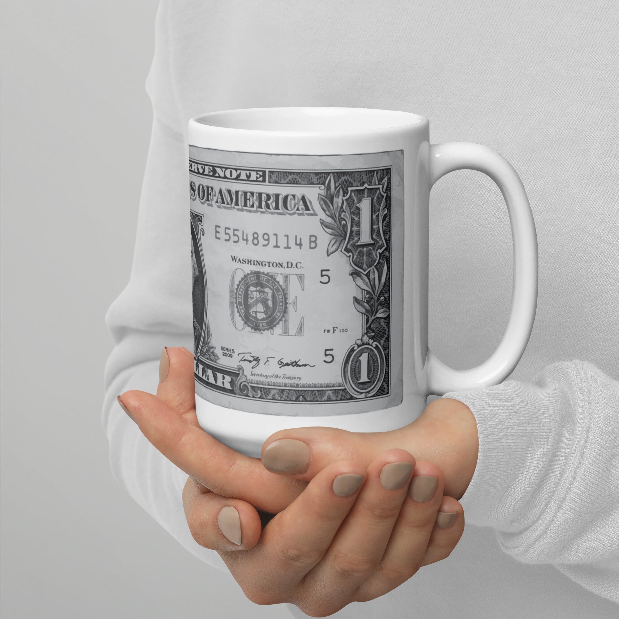 One Dollar Bill Money George Washington White Glossy Mug - Etsy
