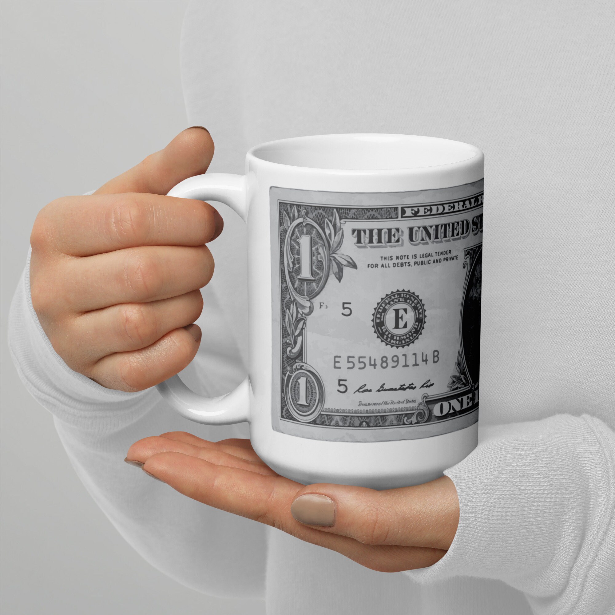 One Dollar Bill Money George Washington White Glossy Mug - Etsy