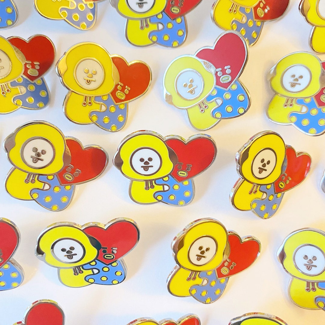 BTS BT21 TATA Chimmy Hugging Enamel Pin - Etsy