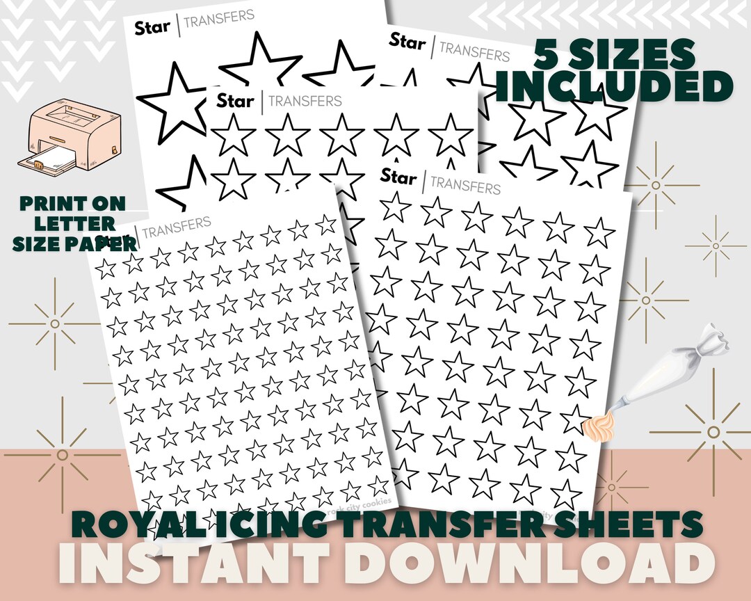 STAR Royal Icing Transfer Sheets INSTANT DOWNLOAD - Etsy