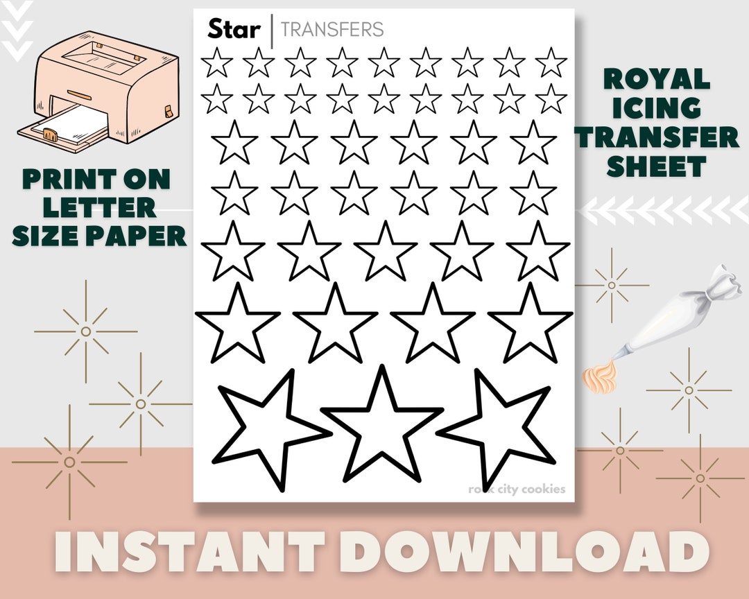 STAR Royal Icing Transfer Sheets INSTANT DOWNLOAD - Etsy