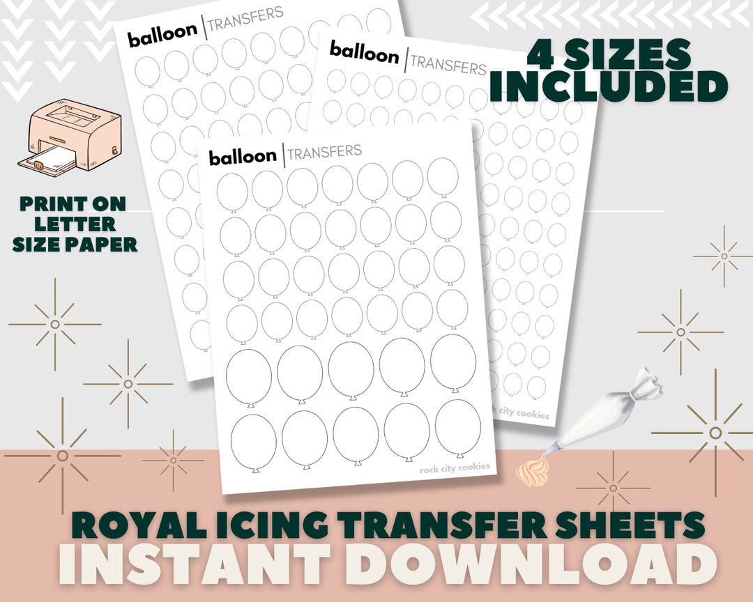 BALLOON Royal Icing Transfer Sheets INSTANT DOWNLOAD - Etsy