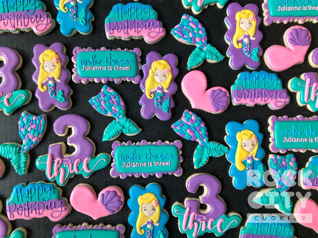 Mermaid Customizable Birthday Cookies, Under the Sea Cookies, Mermaid ...