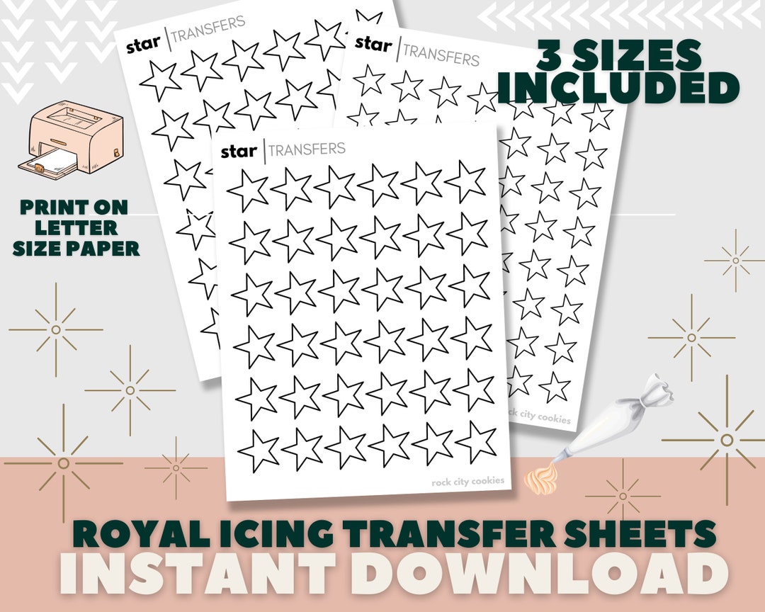 STAR Royal Icing Transfer Sheets INSTANT - Etsy