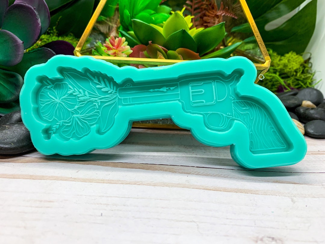 Floral Revolver Gun Food Safe Silicone Mold for Resin, Jesmonite, Clay ...