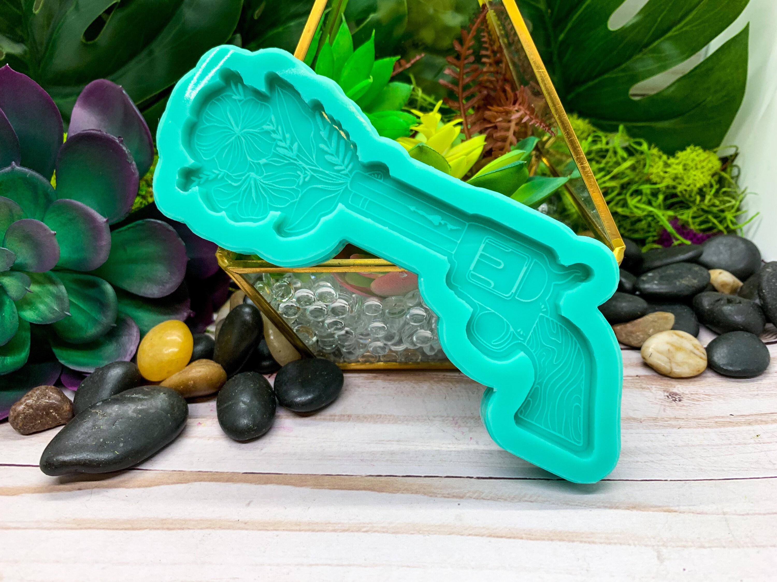 Floral Revolver Gun Food Safe Silicone Mold for Resin - Etsy