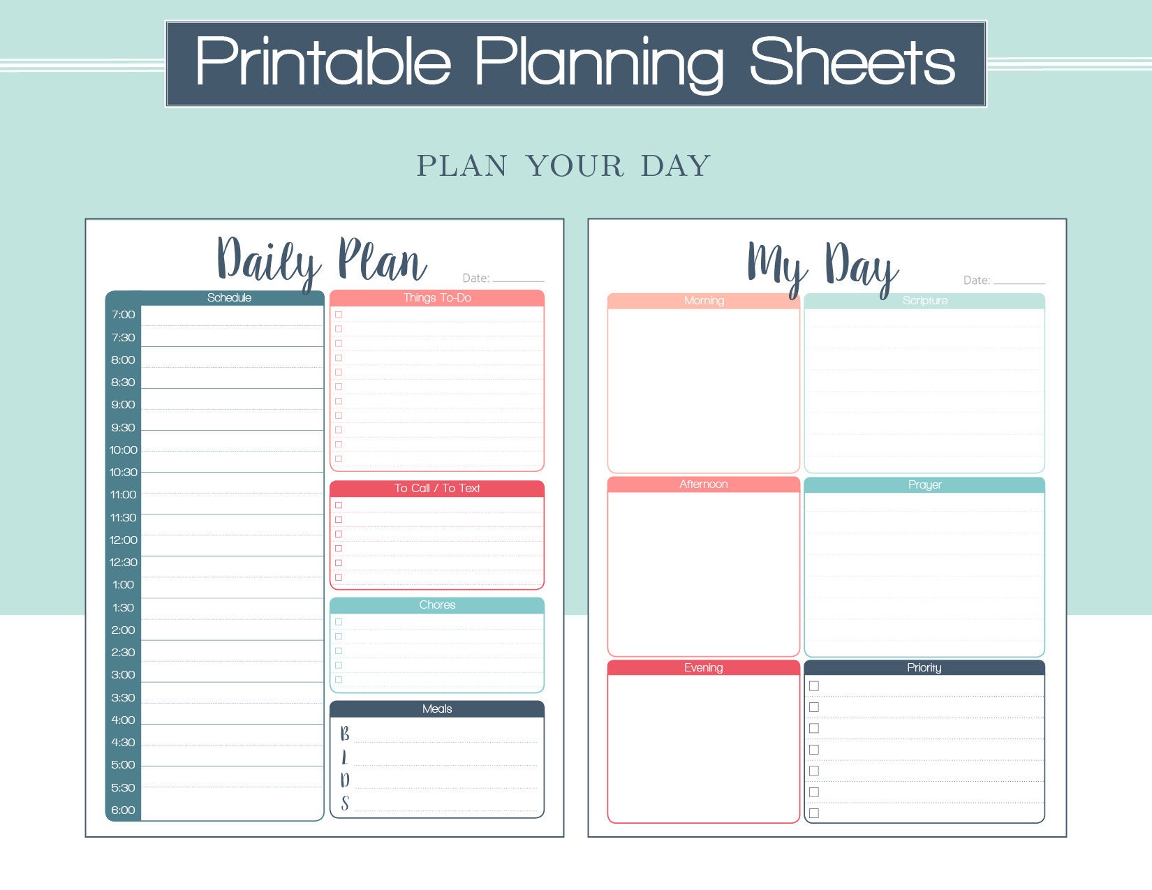 Planning Printables for Daily/weekly Planning, Cleaning Schedule, Meal ...