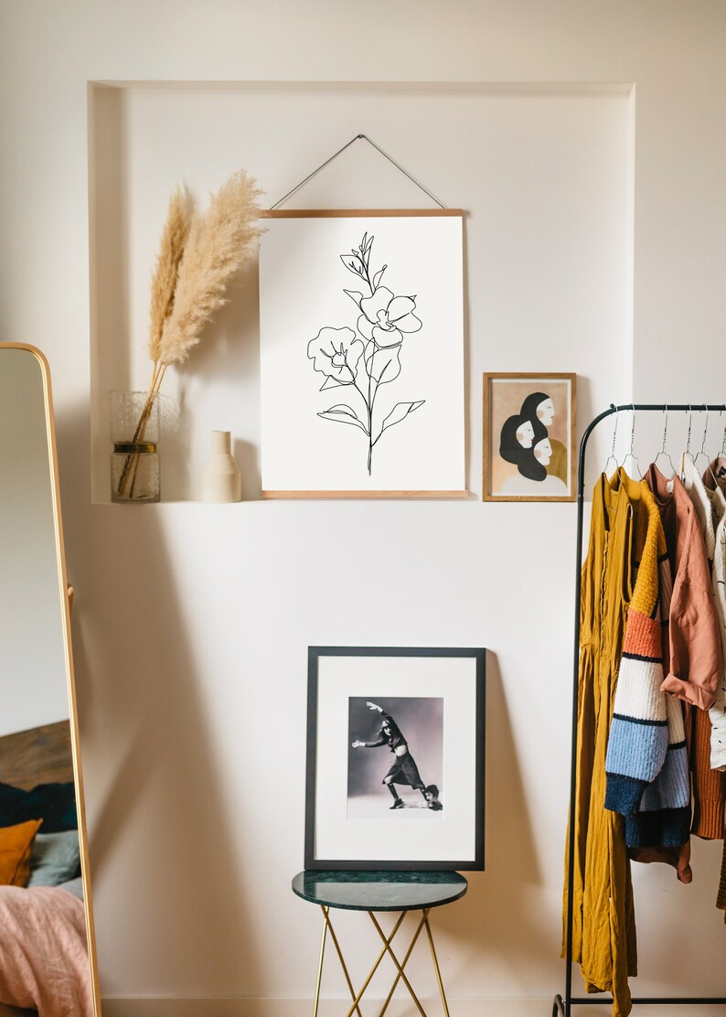 Simple line art minimalist art print boho art fine line | Etsy