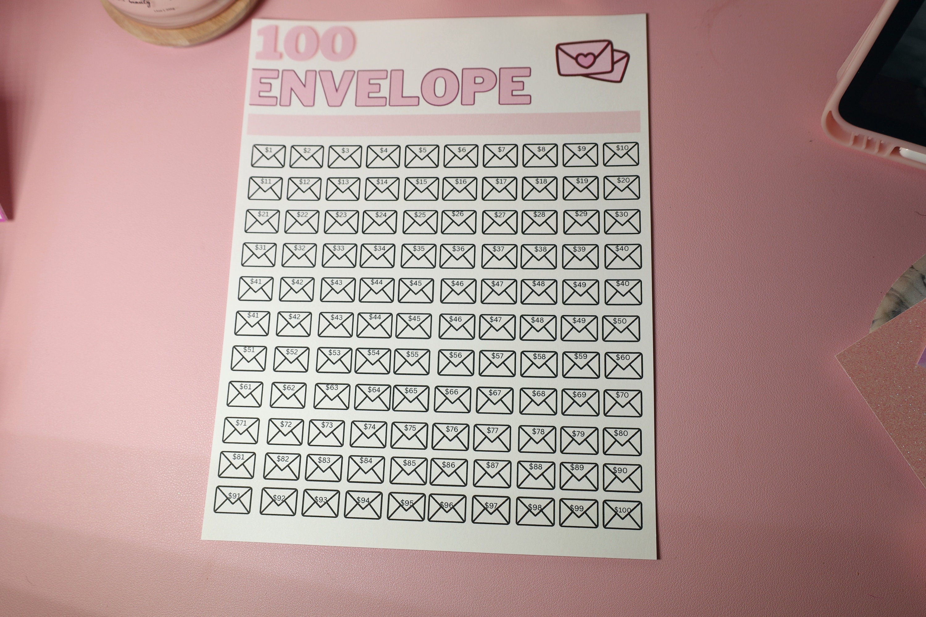 100 Envelope Challenge With the Envelope Labels 1-100 - Etsy