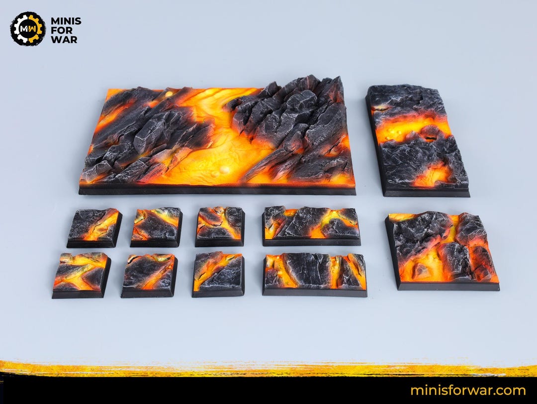 Lava - Square - Battle Ready 3D Bases for Wargames, Miniatures, Figures ...