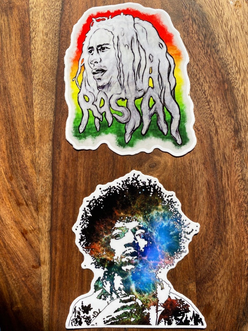 Jimi Hendrix Sticker 4"x4" Die Cut One of a Kind Original Art Sticker ...