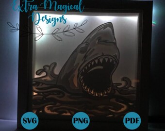 Shark Shadow Box Svg - Etsy