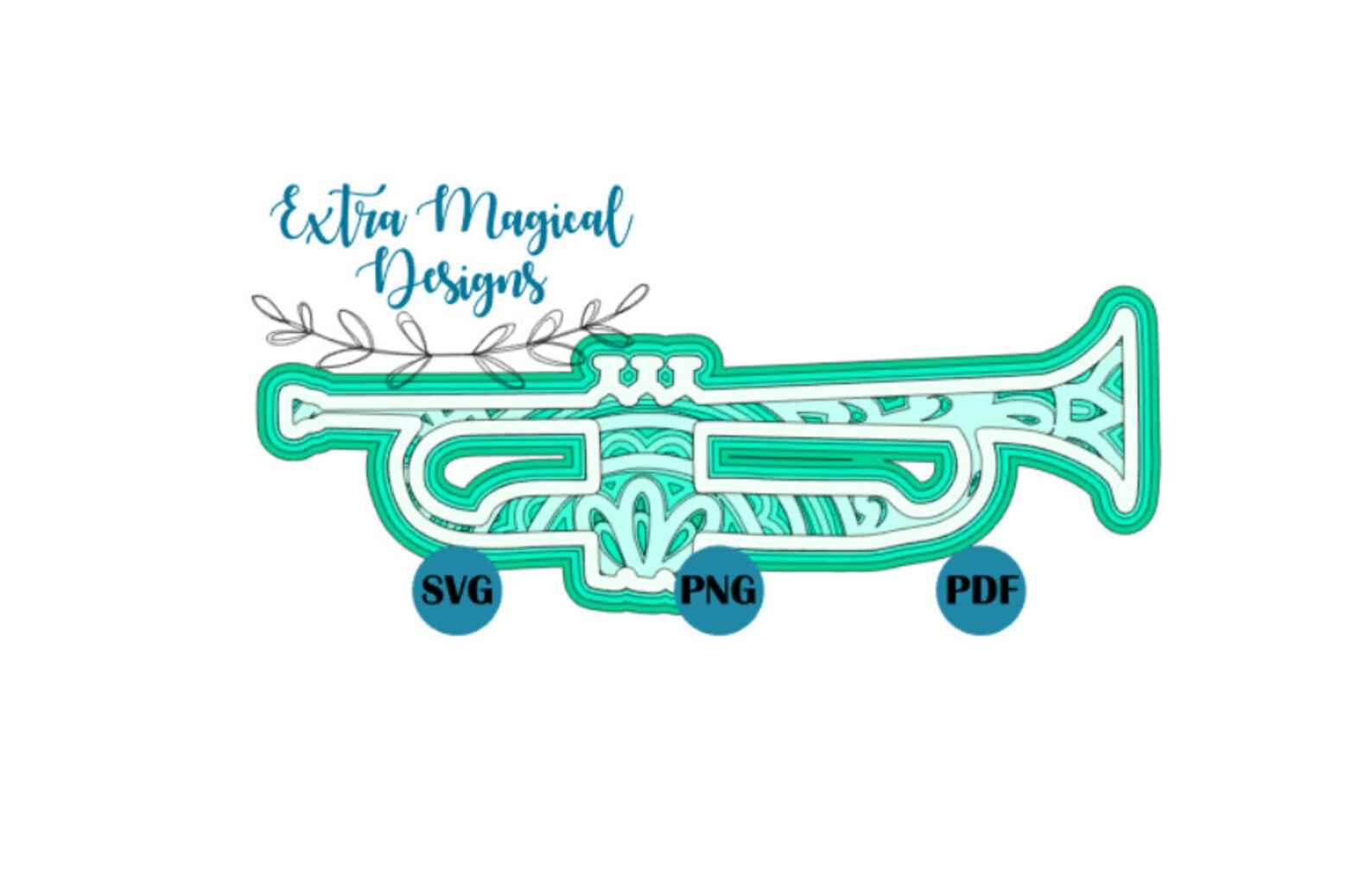 3D Mandala Music Instrument Trumpet Paper Cut File Digital | Etsy