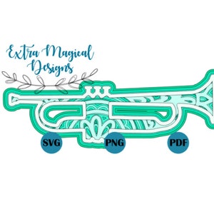 3D Mandala Music Instrument Trumpet Paper Cut File Digital Download SVG ...