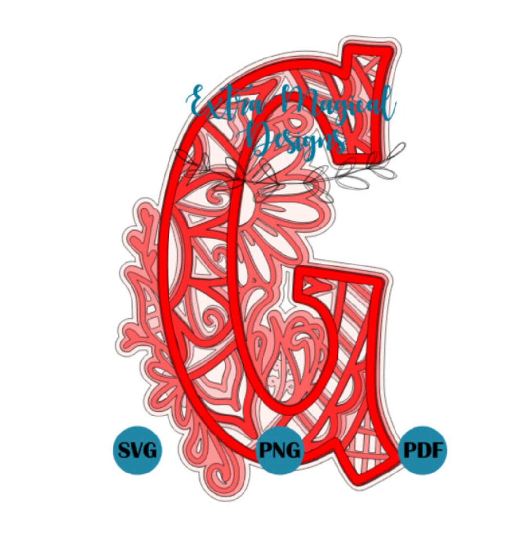 3D Mandala Letter G Paper Cut File Digital Download SVG Template - Etsy