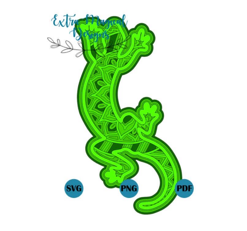 3D Mandala Lizard Newt Reptile Paper Cut File Digital Download - Etsy