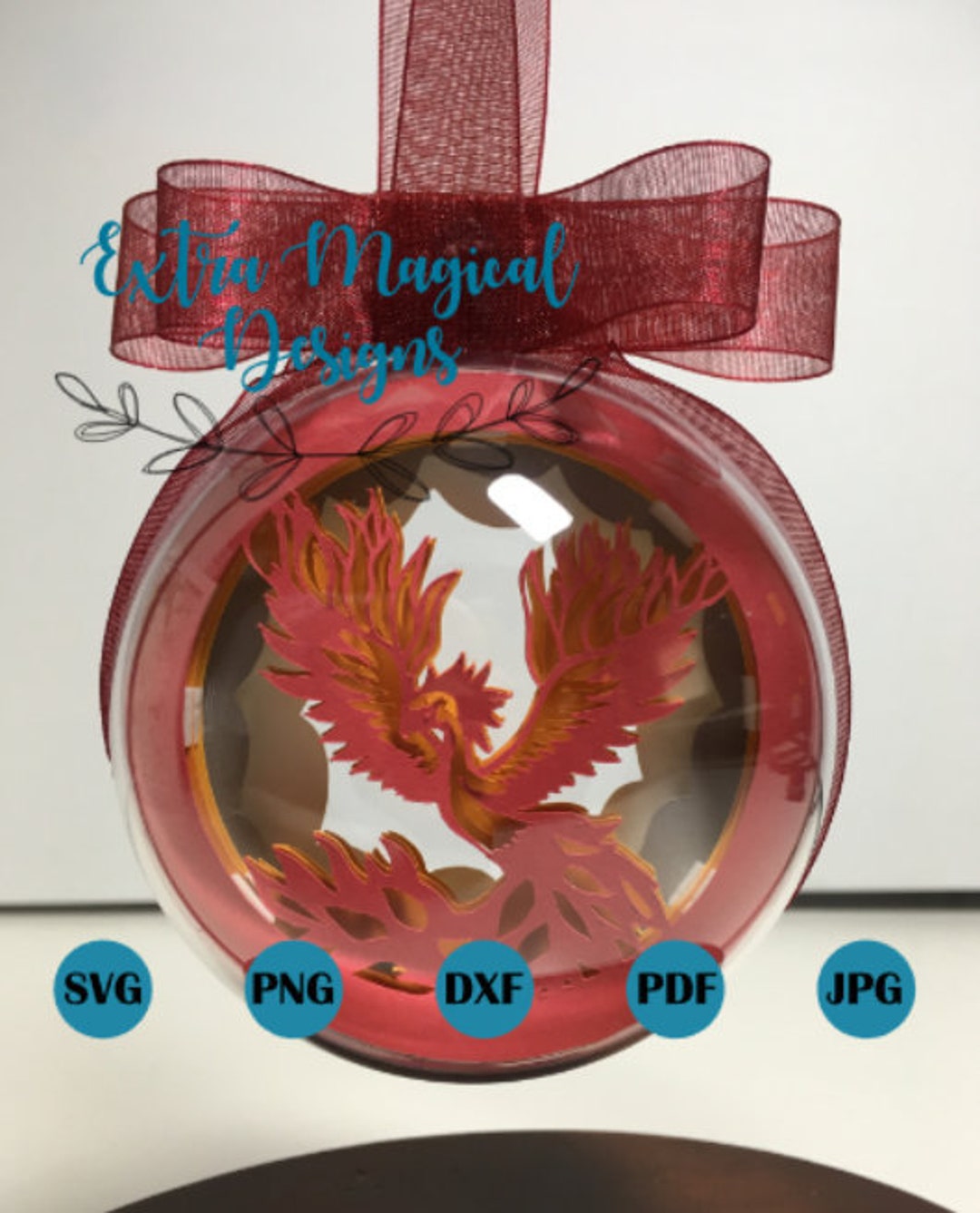 Christmas Phoenix Shadow Box 3D Christmas Ornament Digitial Download ...
