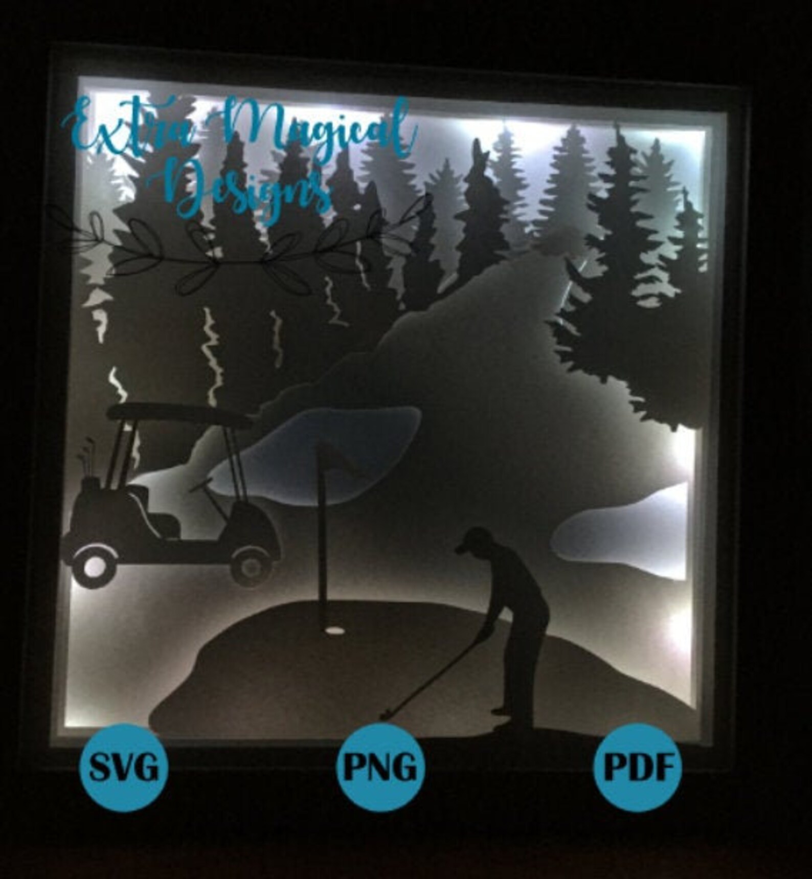 Golf Sport Paper Cut Light Box 3D Shadow Box Digitial Download - Etsy