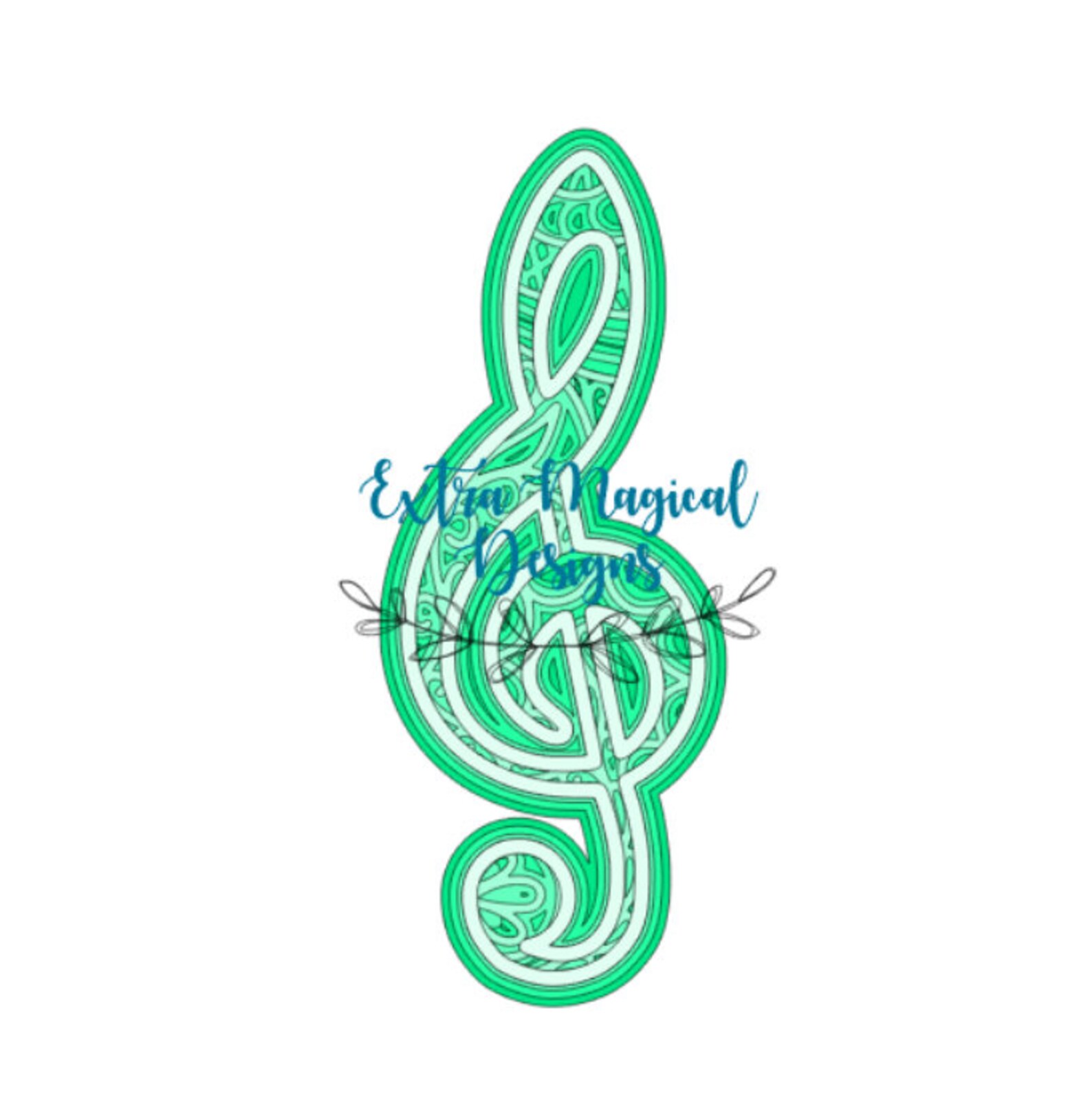 3D Mandala Music Note Treble Clef Paper Cut File Digital | Etsy