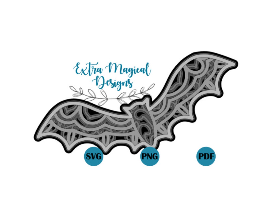 3D Mandala Bat Paper Cut File Digital Download SVG Template - Etsy