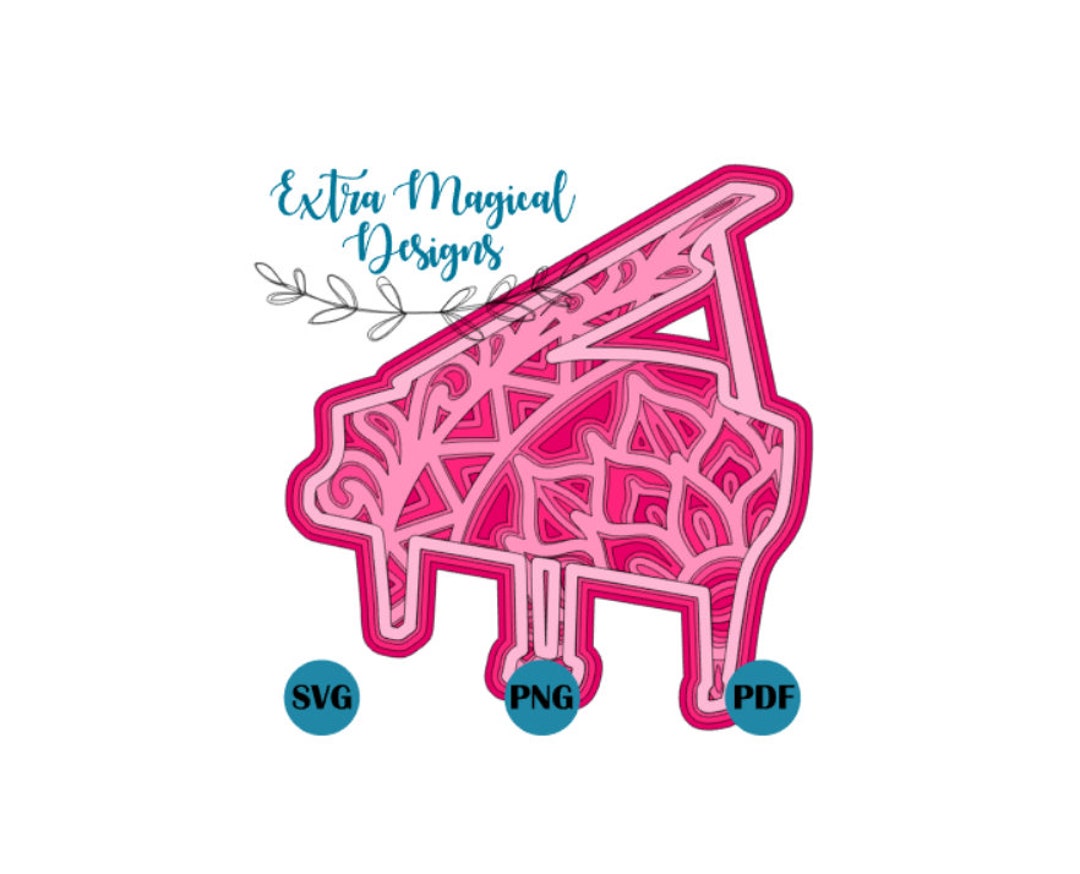 3D Mandala Music Instrument Piano Paper Cut File Digital Download SVG ...