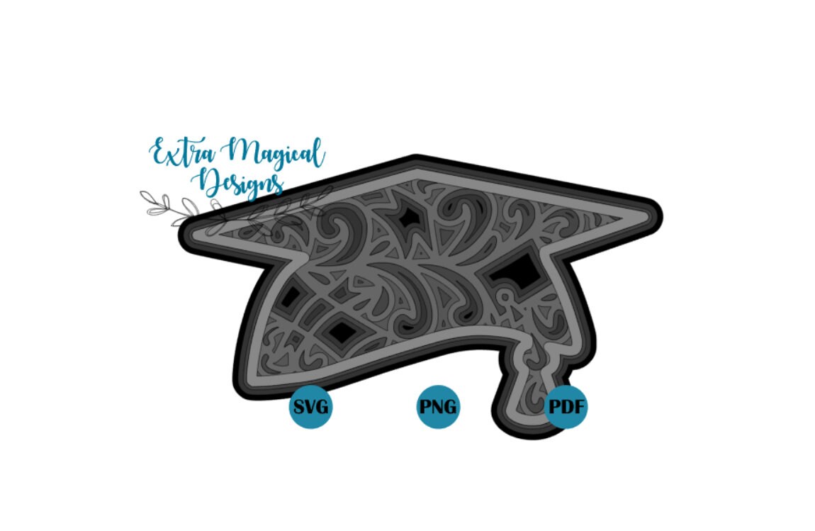 3D Mandala Graduation Cap Paper Cut File Digital Download SVG | Etsy