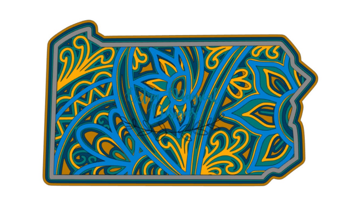 3D Mandala United States State of Pennsylvania Paper Cut File - Etsy