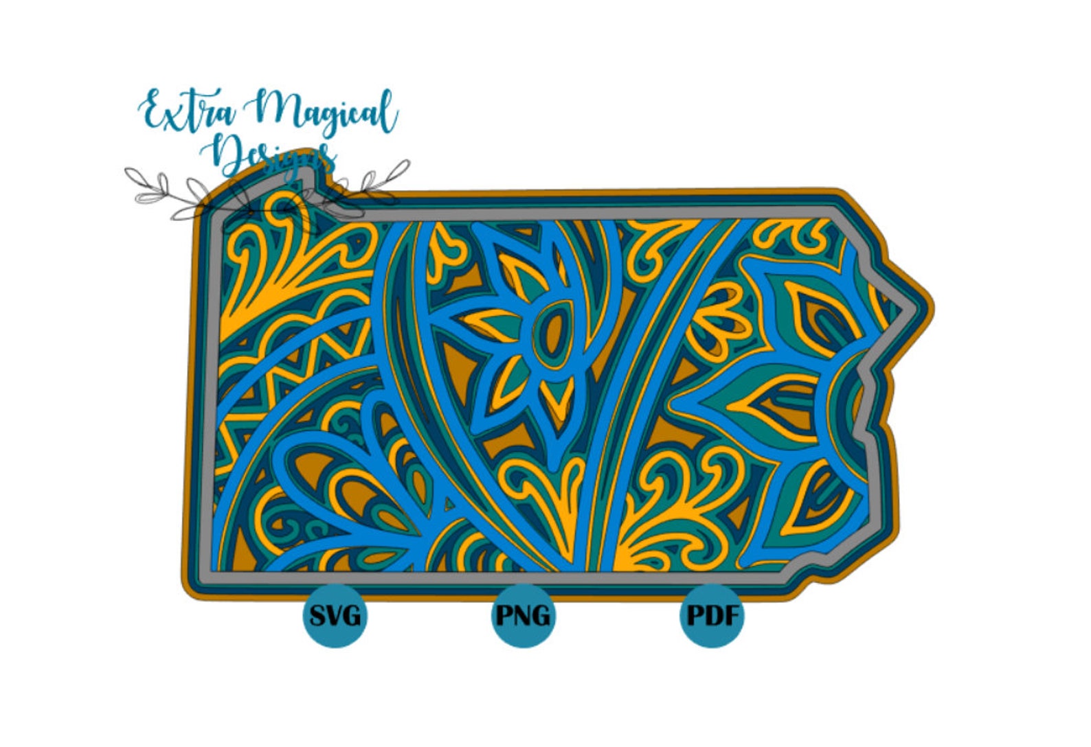3D Mandala United States State of Pennsylvania Paper Cut File - Etsy