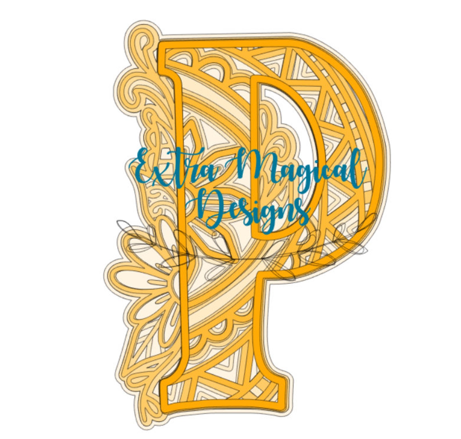 3D Mandala Letter P Paper Cut File Digital Download SVG - Etsy