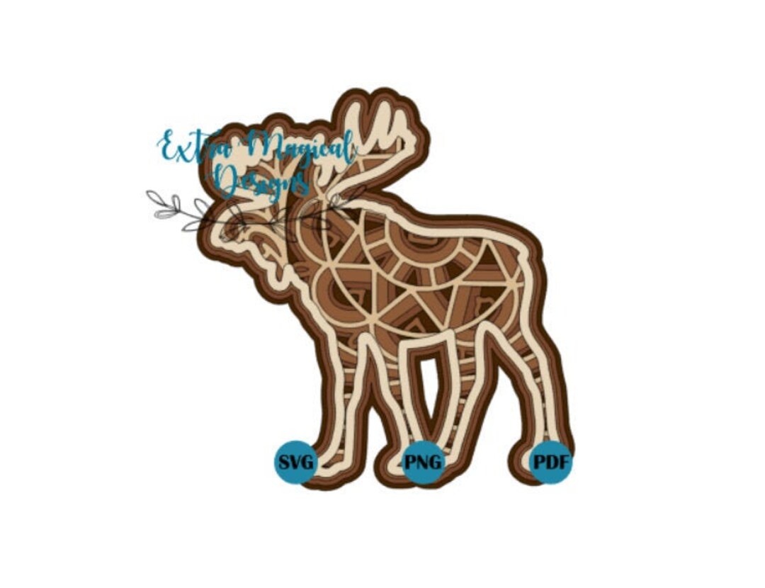 3D Mandala Moose Animal Paper Cut File Digital Download SVG Template - Etsy