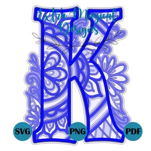 3D Mandala Letter K Paper Cut File Digital Download SVG Template - Etsy