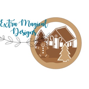 Christmas Gingerbread Man and Gingerbread House Shadow Box 3D Christmas ...