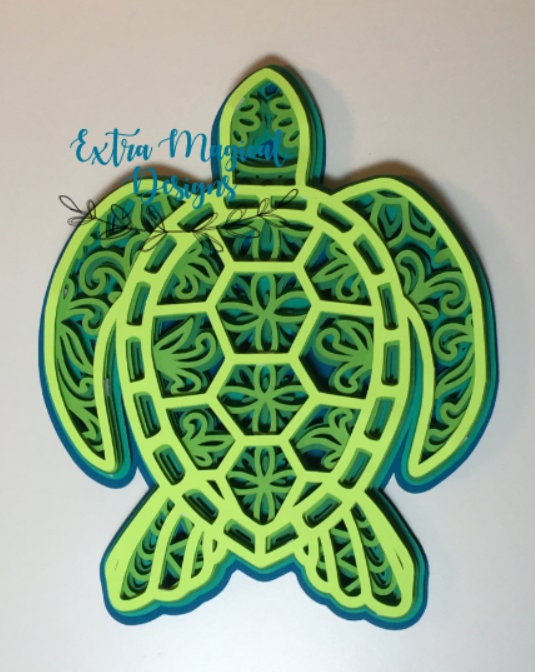 3D Mandala Sea Turtle Paper Cut File Digital Download SVG - Etsy