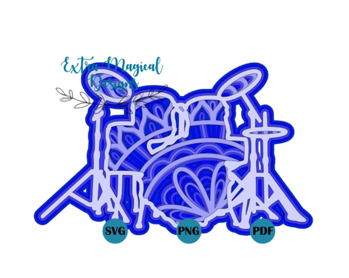 3D Mandala Musical Instrument Drum Set Drum Kit Paper Cut File | Etsy