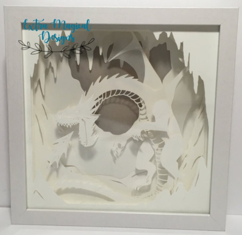 Mythical Creature Dragon Paper Cut Light Box 3D Shadow Box | Etsy