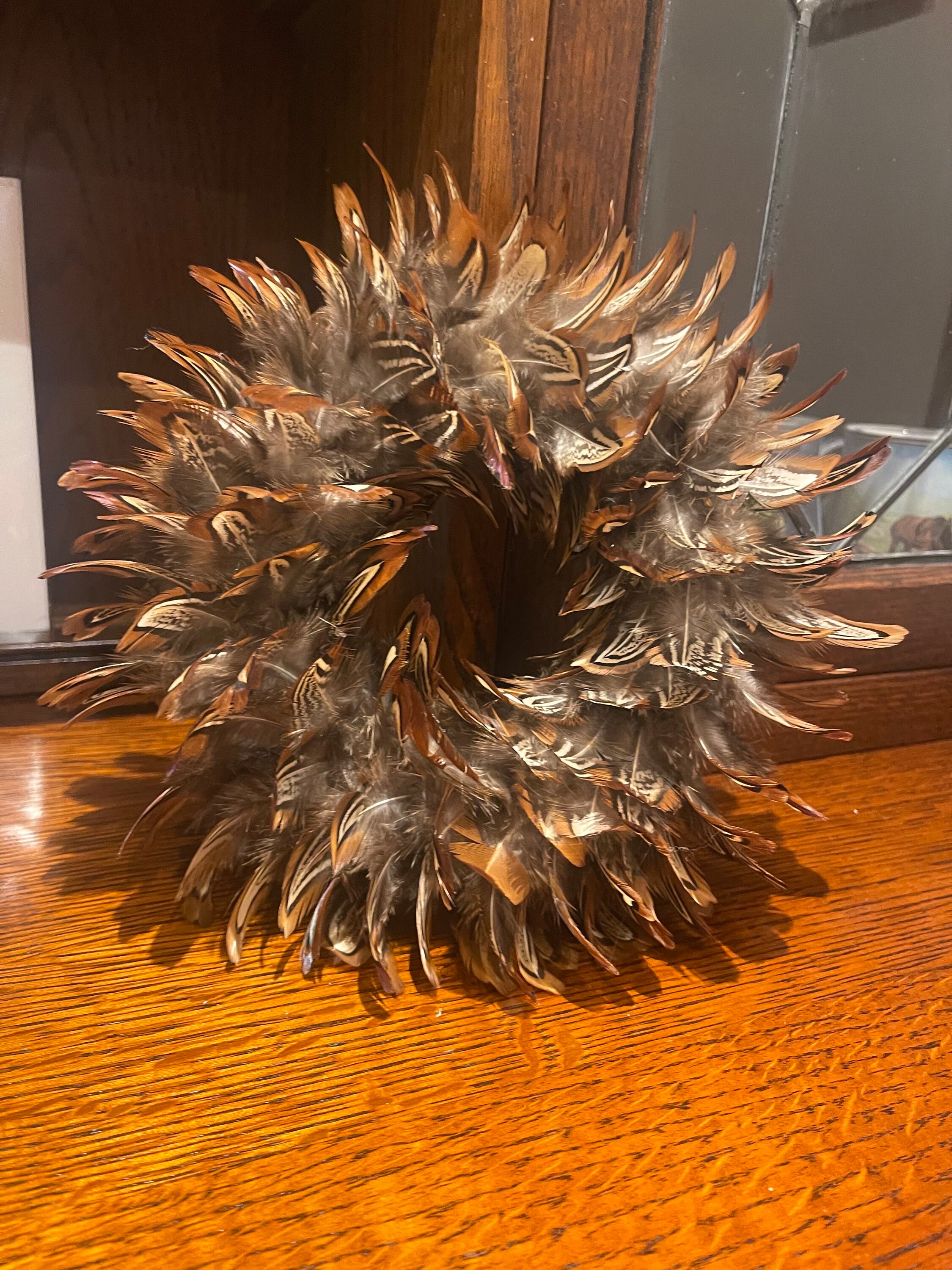 Fluffed Ringneck Pheasant Feather Wreath Table Decoration or - Etsy