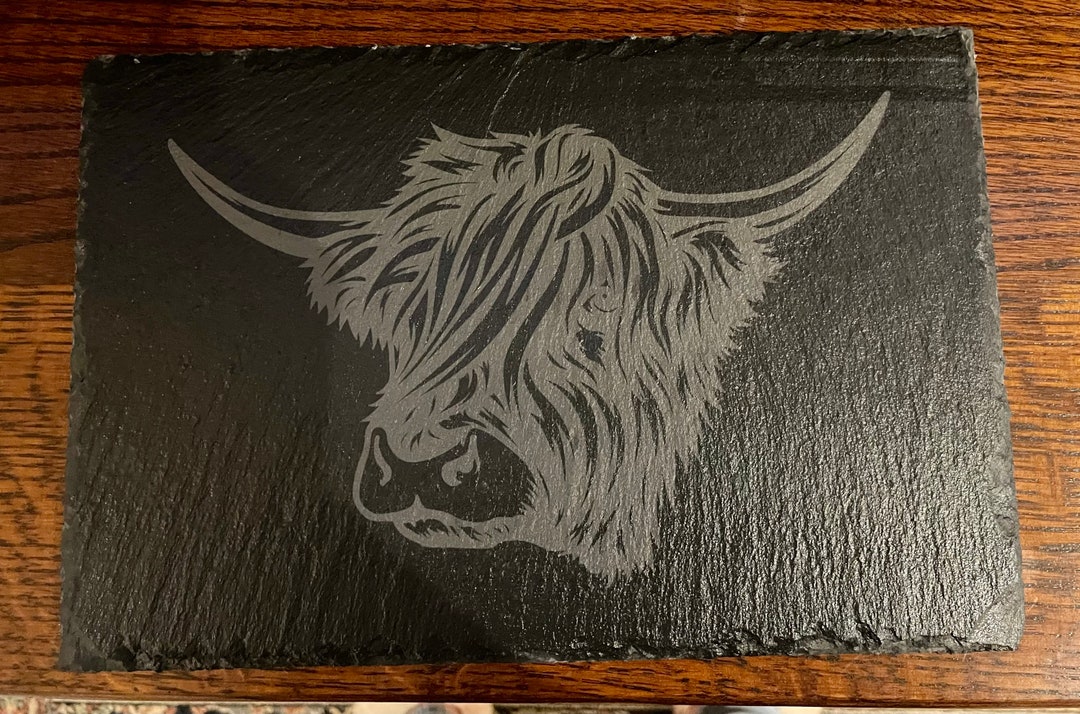 Engraved Highland Cow Slate Table Mat Personaliseable - Etsy