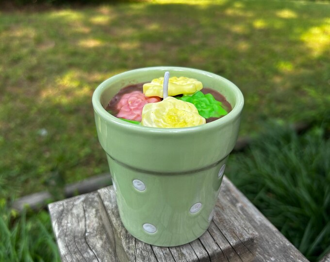 Bloom Pot Candle | Garden-inspired Floral Wax Candle | Reusable Ceramic ...