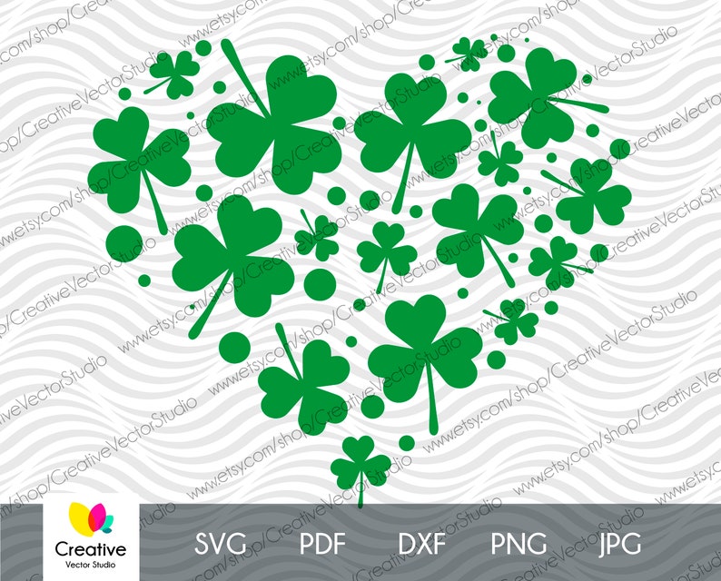 Shamrock Heart Svg Clover Svg St Patricks Day Svg Lucky Etsy