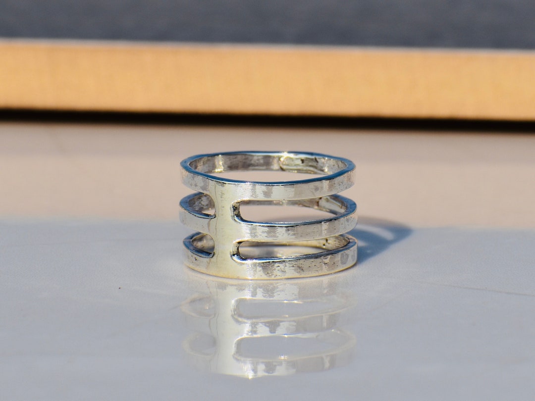 925 Sterling Silver Triple Band Ring - Handmade Unisex Jewelry ...