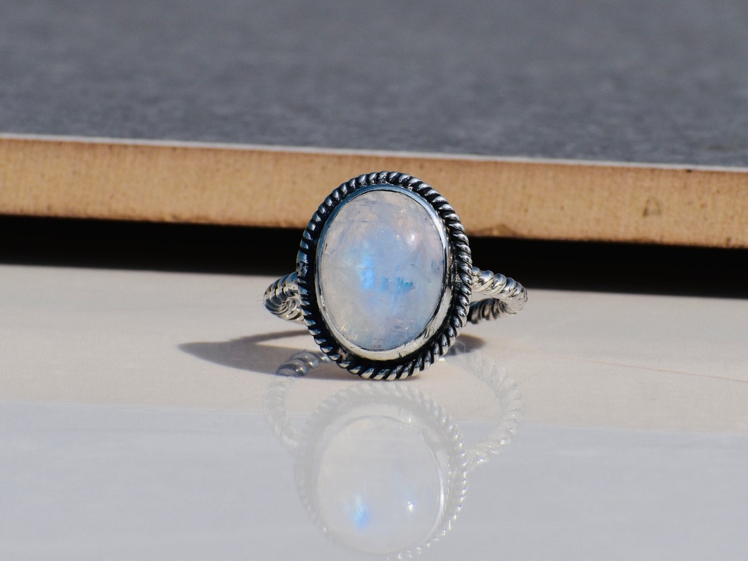 Genuine Moonstone Ring, Moonstone Silver Ring, Handmade Moonstone Ring ...