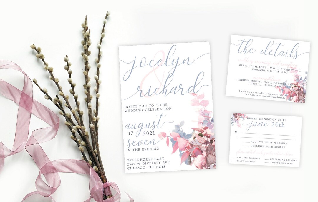 Floral Romantic Wedding Invitation Set - Etsy