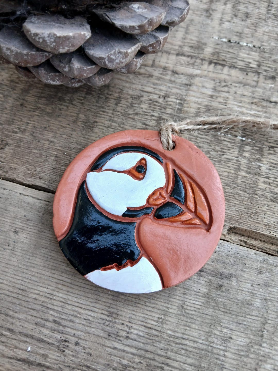 Painted Puffin Round Rustic Embossed Terracotta Aromatherapy Diffuser ...