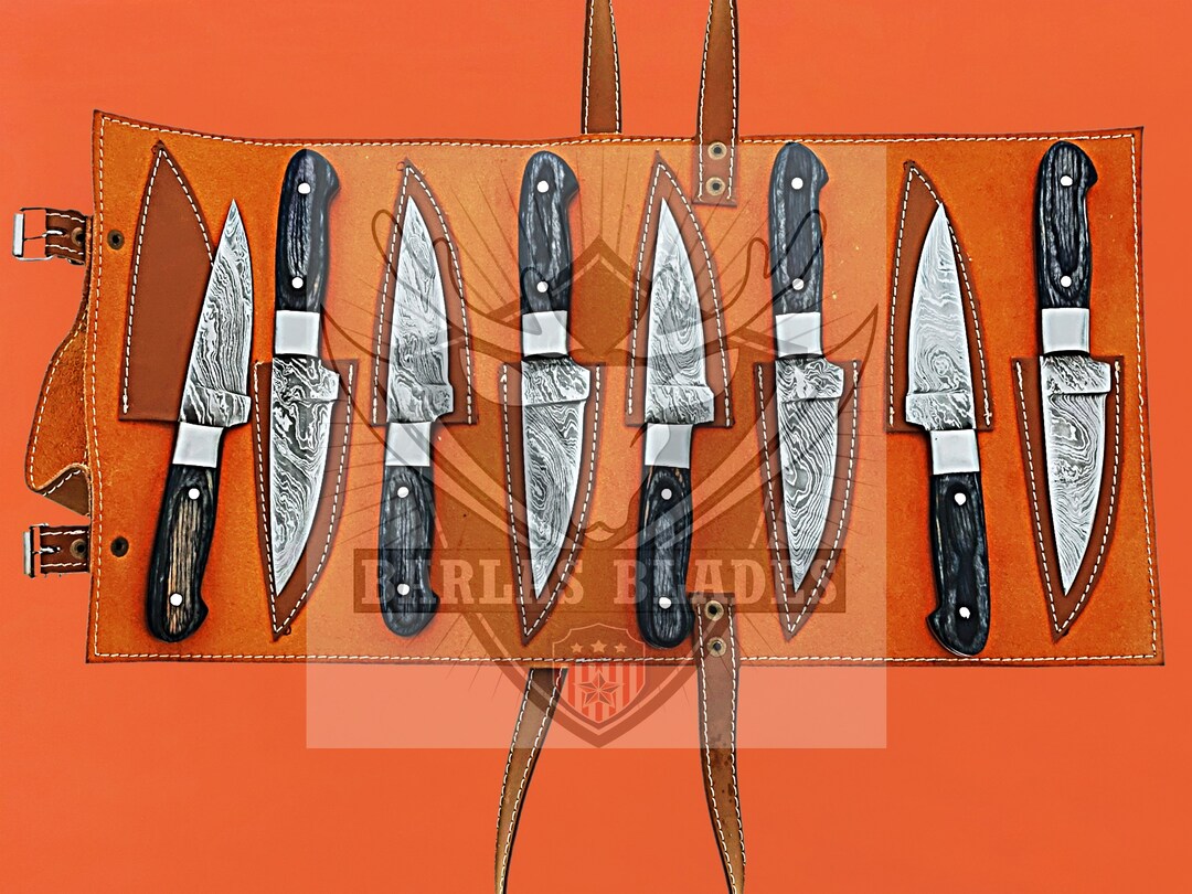 Damascus Steel Steak Knives 8 Pcs Set, Table Steak Knives , Handmade ...
