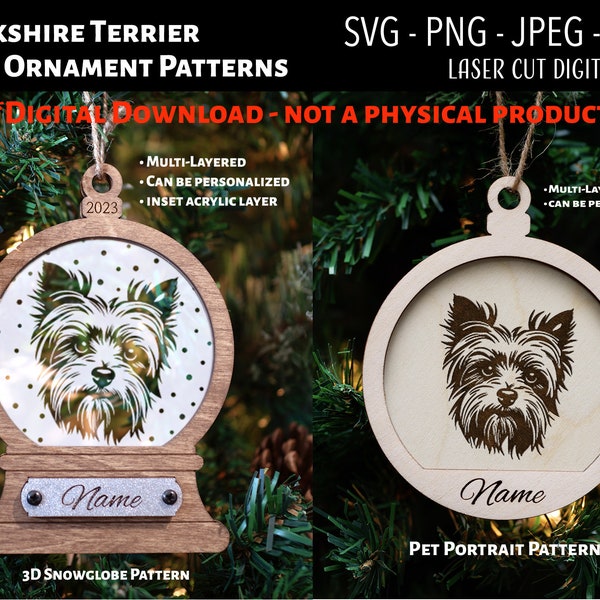 Yorkie Ornament Laser Svg - Etsy