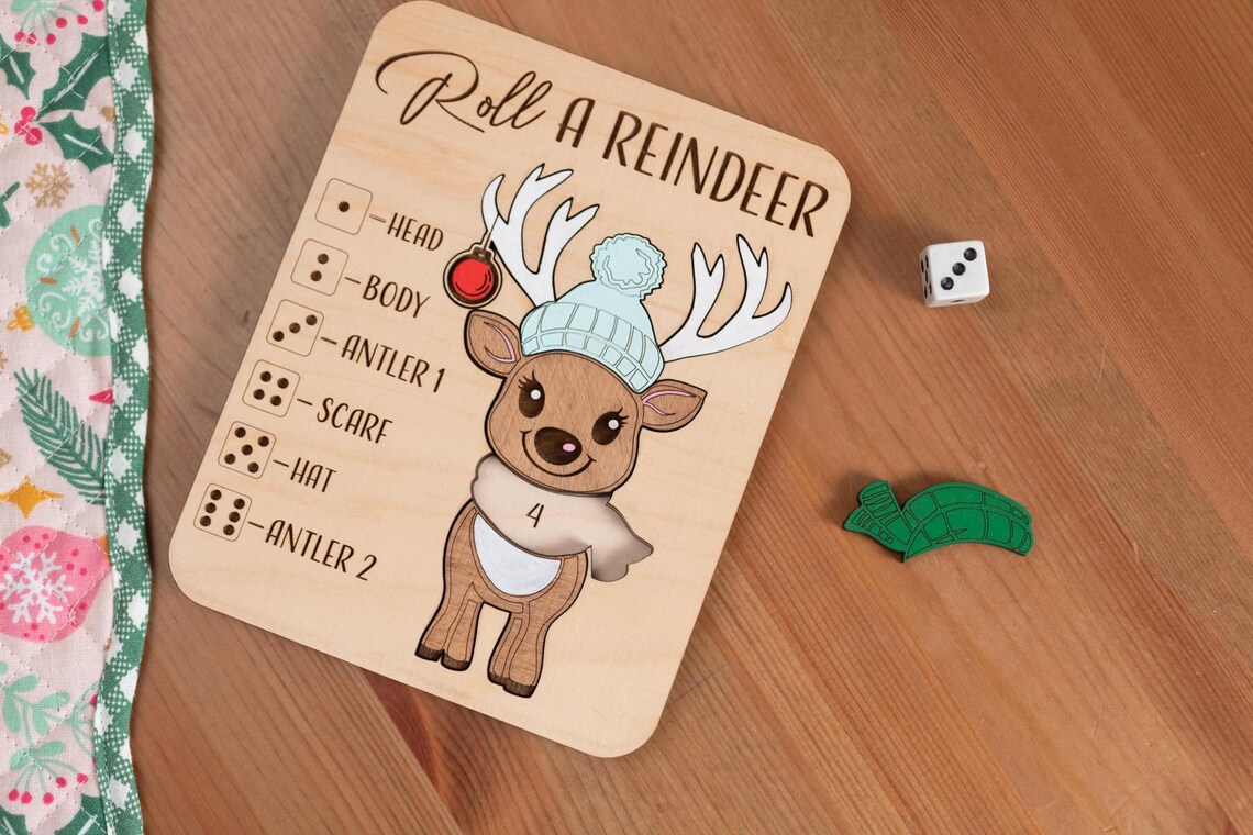 Laser Cut Digital File, Christmas Roll A Reindeer Puzzle Game SVG ...