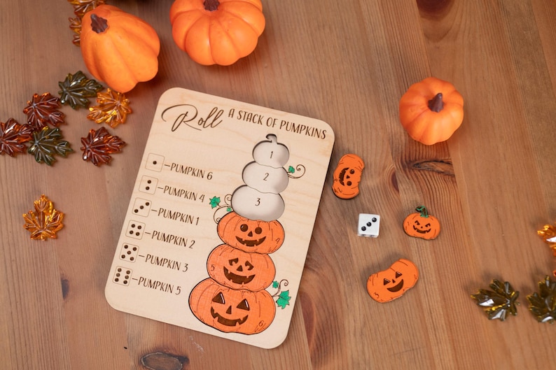 Laser Cut Digital File, Halloween Roll A Stack of Pumpkins Puzzle Game ...